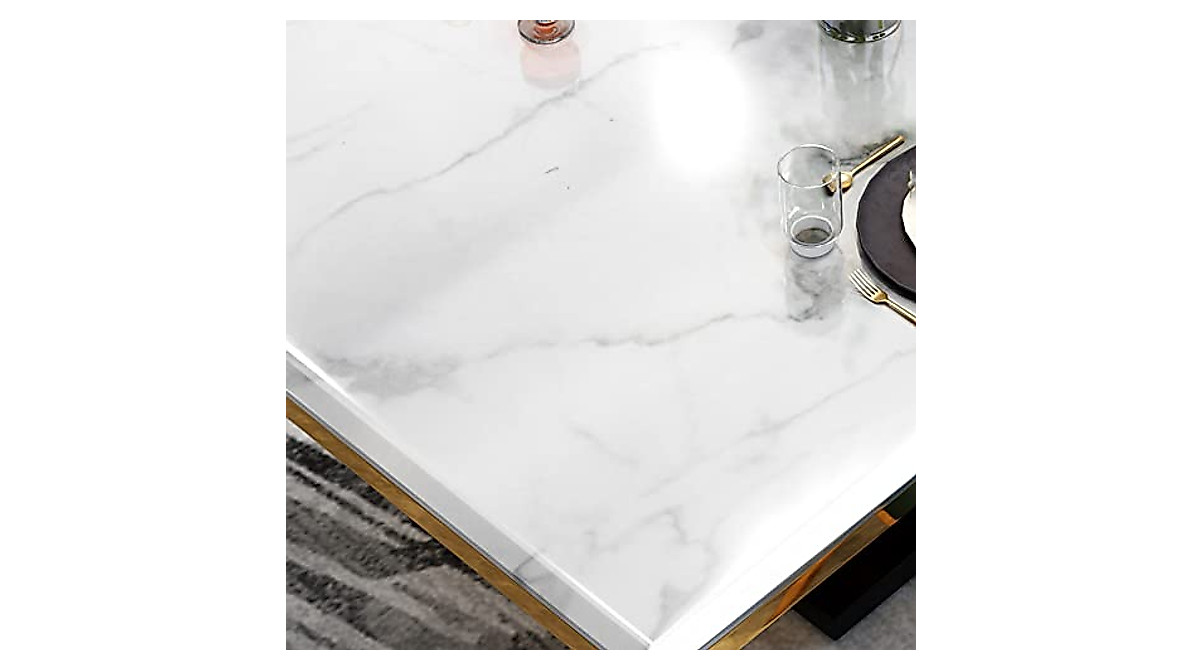 LITFAD Modern Marble Dining Table Set for 6