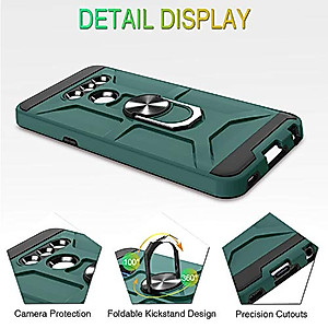 G8 ThinQ Case, G8 Case with HD Screen Protector, Atump 360° Rotation Ring Holder Kickstand [Work with Magnetic Car Mount] PC+ TPU Phone Case for LG G8, Midnight Green