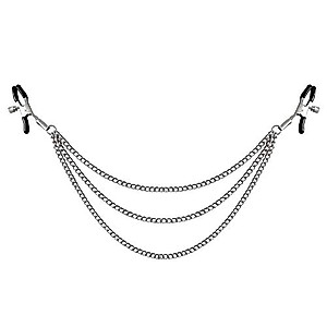 Adjustable Nipple Clamps with Chain - BDSM Restraint Kits Nipple Stimulator Adult Sex Toys for Women Solo or Couples Play - Sensual Fetish Nipple Clips and Breast Teasers (A)