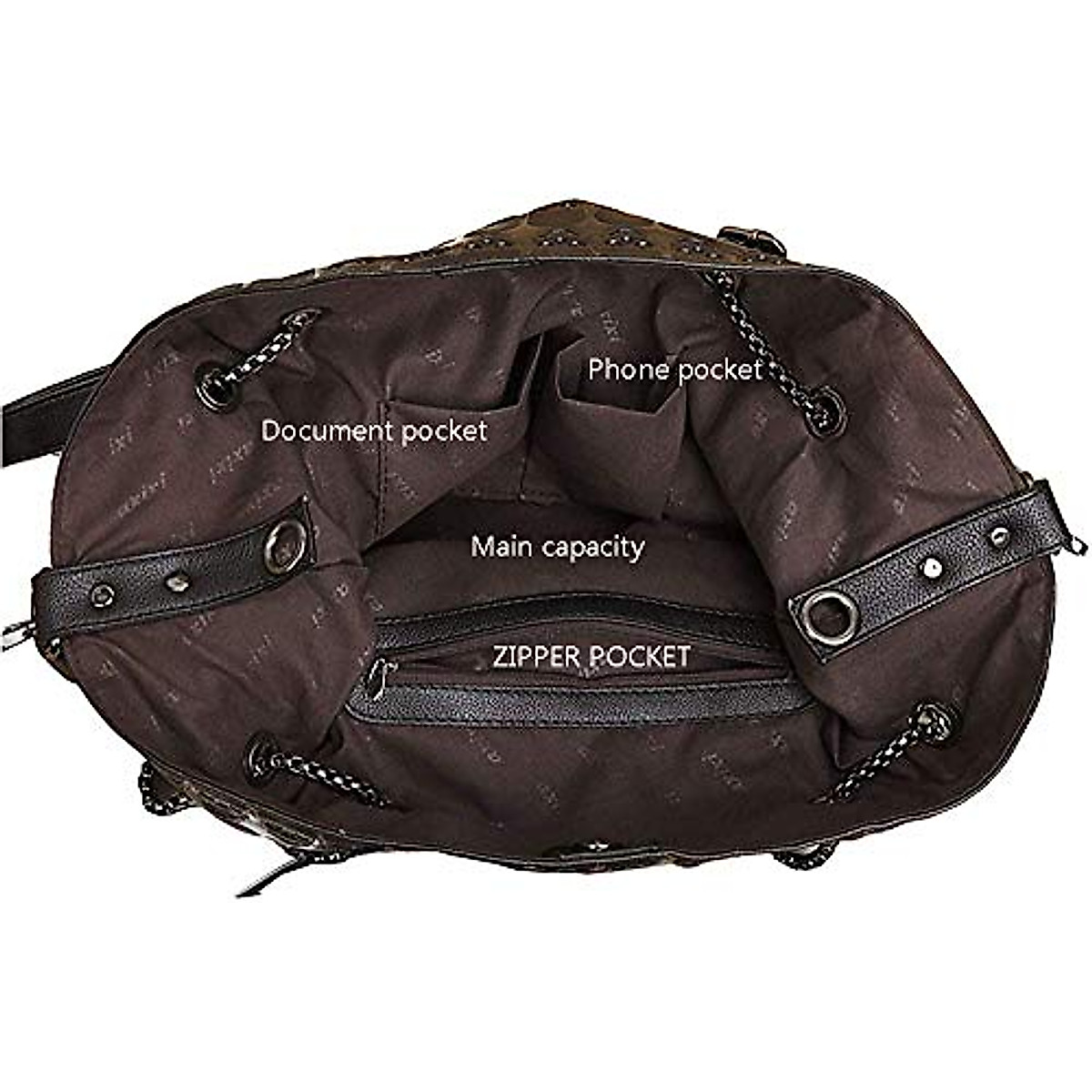 BelonYou Women's 2Pcs kull Purses and Handbag Punk Gothic Hobo Tote Shoulder Bag PU Leathe Black Crossbody Bag Satchels