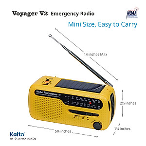 Kaito Best NOAA and SW Portable Solar/Hand Crank AM/FM, Shortwave & NOAA Weather Emergency Radio with USB Cell Phone Charger & LED Flashlight (Yellow)