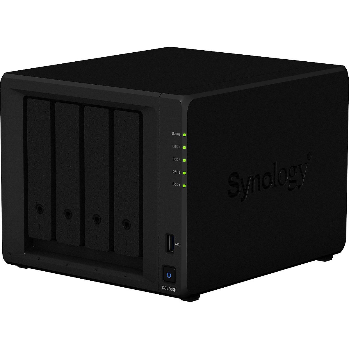 Synology DiskStation DS920+ NAS Server with Celeron 2.0GHz CPU, 8GB Memory, 16TB SSD Storage, 1TB M.2 NVMe SSD, 2 x 1GbE LAN Ports, DSM Operating System
