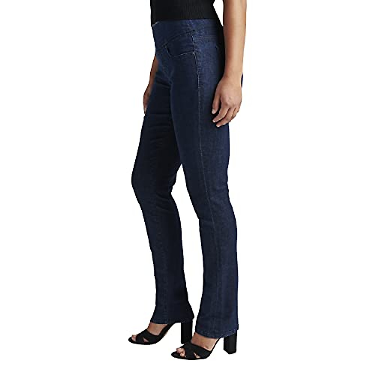 JAG Jeans Women's Petite Peri Mid Rise Straight Leg Pull-on Jeans, Ink Au419, 8 Petite