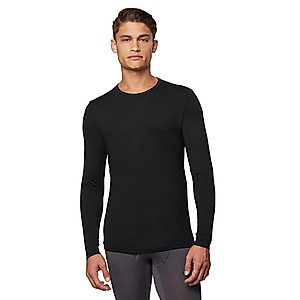 32 Degrees Heat Mens Performance Thermal Baselayer Crewneck Long Sleeve Top, Black, X-Large