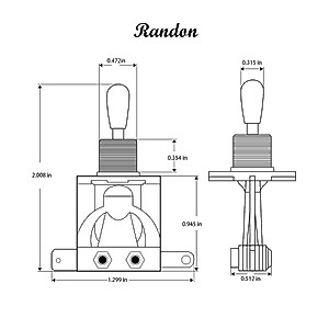 Randon 3 Way Short Straight Guitar Toggle Switch Pickup Selector with Tip Knob Caps Compatible with Gibson Toggle Les Paul Electric Guitars