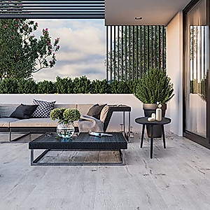 PRIVATE GARDEN Outdoor Coffee Side Table Aluminum End Table Rust-Resistant 3 Legged Modern Small Table for Living Room Bedroom Patio Garden (Black,S)