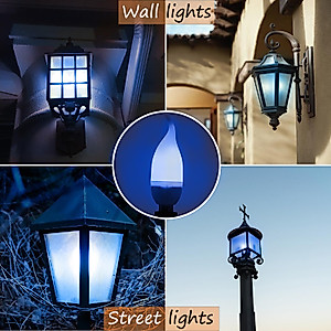 OHLGT E12 Flame Bulbs 2 Pack, 3 Mode LED Candelabra 2.0 Watt Warm White Chandelier Candle Light Bulbs, Flame Tip for Christmas Party Decorations-Blue