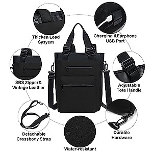 COMELY Convertible Laptop Backpack, Casual Travel Tote Daypack, Crossbody Purse, Bookbag Diaper Bag Nursing Bag for Daily Work College Nursing Teaching, 31A-Black