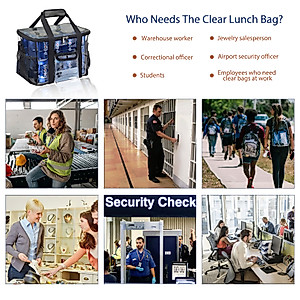 DST Gainbow Clear Lunch Bags For Work, 24-Can Large Transparent Lunch Bag Stadium Approved, Clear Tote Bag with Adjustable Strap and Front Pocket for Men Women(12"x 9" x 9" Black)