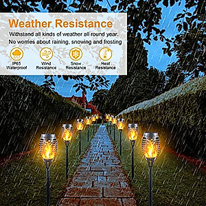 Awethone 16 Pack Solar Lights Outdoor, 12 LED Mini Solar Torch Light with Flickering Flame, Waterproof Christmas Decorative Landscape Lighting Torches for Garden Yard, Auto On/Off Dusk to Dawn