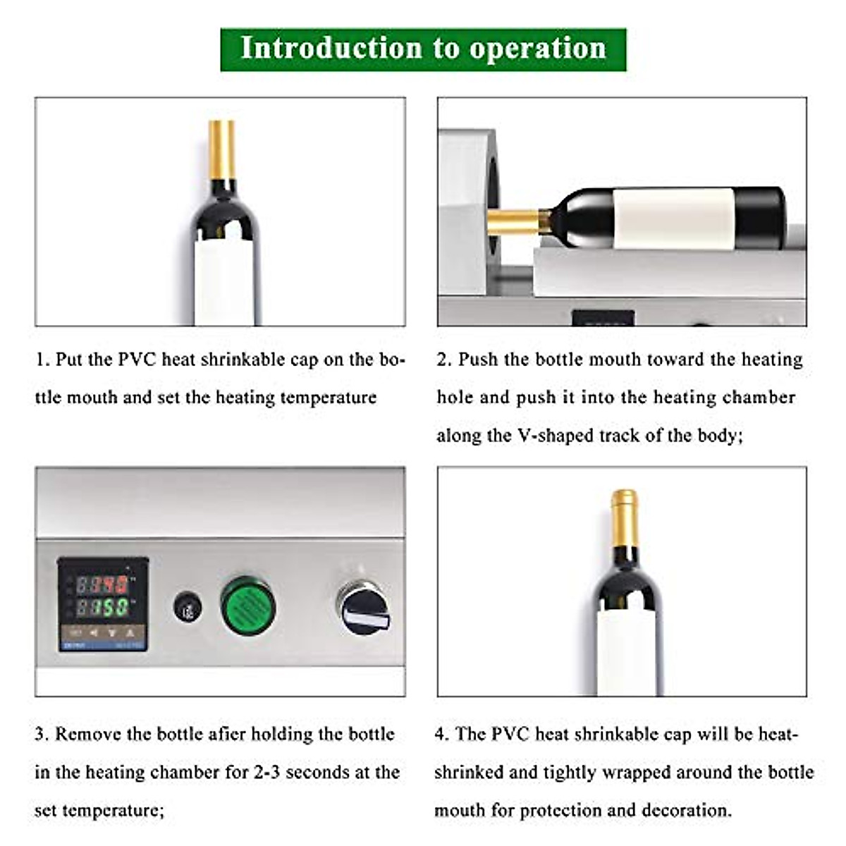 Saladulce Electric PVC Capsule Shrinking Machine SS Wine Bottle Capsule Heat Shrinker Thermostatic Digital Display for 70mm PVC Capsules (110V)