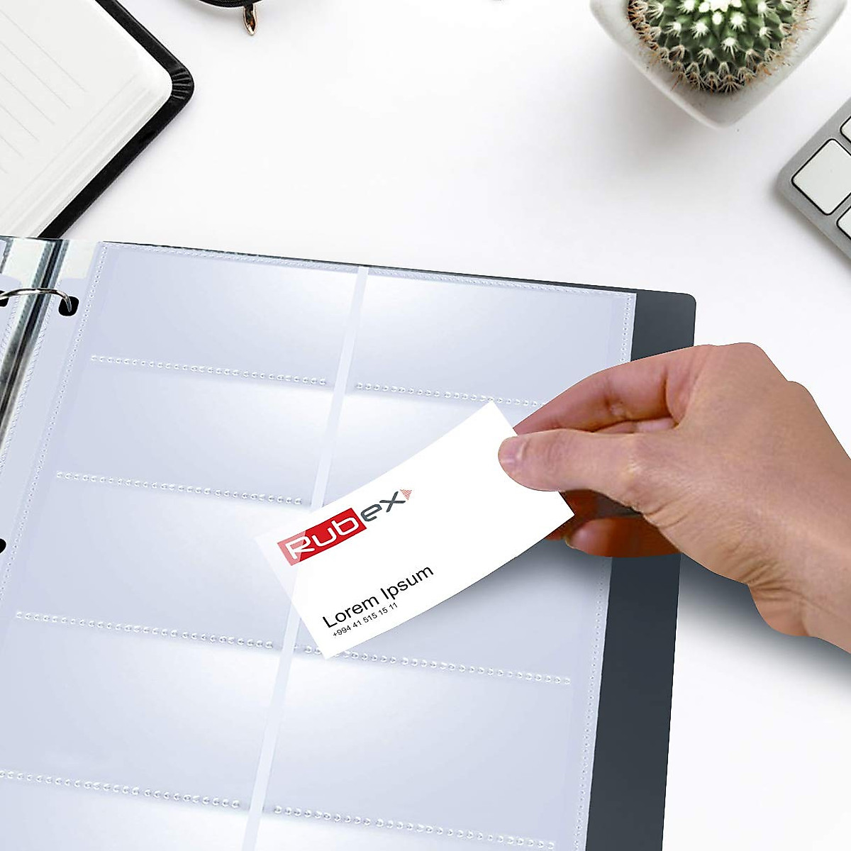 Heavyweight Business Card Holder, Business Card Sleeve Pockets Hold 3.5 x 2 Inch Business Cards, Credit Cards, Business Card Sleeves Fit 3 Ring Binders, Acid Free, Archival Safe, Pack of 30