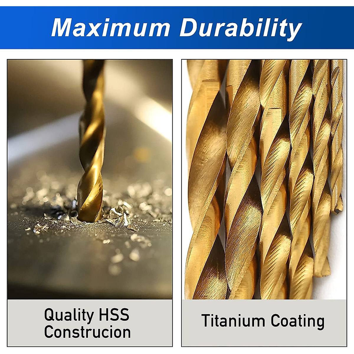 60 Pcs Titanium Twist Drill Bit Set Mini Micro Drill Bit Set 3/64"-1/8" Metal, High Speed Steel, Aluminum Alloy,Micro Drill Bit for Wood, Plastic Wood Drill Bit Sets