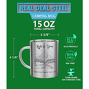 Camping Mug - Personalized Stainless Steel Camp Cup, Insulated, Double Wall for Coffee, Tea (Just Nature)