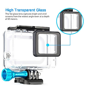 MiPremium Waterproof Housing Case for GoPro Hero 7 6 & 5 Black. Underwater Protective Diving Shell Cage Mount Accessories Aluminium Screw & Quick Release Buckle Accessory for Hero7 Action Camera