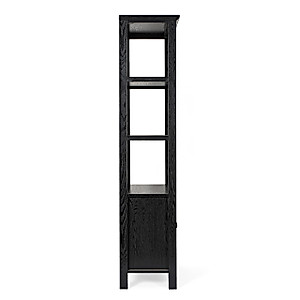 Merrick Lane Omaha Storage Cabinet Bookcase, Modern Farmhouse Cabinet with Open Shelves, Lower Storage Cabinet with Glass Doors, 67.75", Black