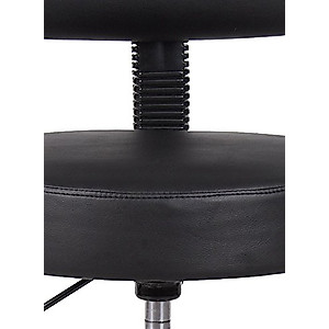 Boss Office Products Be Well Medical Spa Stool with Back in Vinyl, Black