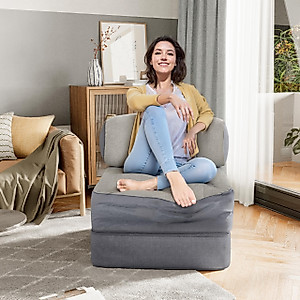 Daneey Convertible Folding Sofa Bed, Folding Chair Bed, Convertible Chair Bed Sleeper and Fold Out Couch, Foam Floor Sofa Couch Bed, Futon Sofa Bed for Bedroom/Living Room/Dorm, Gray