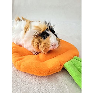 Guinea Pig Bed Mat Washable Pee Pad, Fleece Bedding for Rodent, Reusable Carrot Cage Liner for Rabbit, Hedgehog, Rat, Hamster or Small Animal