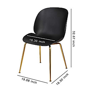 GIA Home Series 5pcs Modern Dining Set Include Rectangle 59"X35"X29.53" Mixed Oak Wooland Table and Four Plastic Chairs, Set of 5, Black/Golden