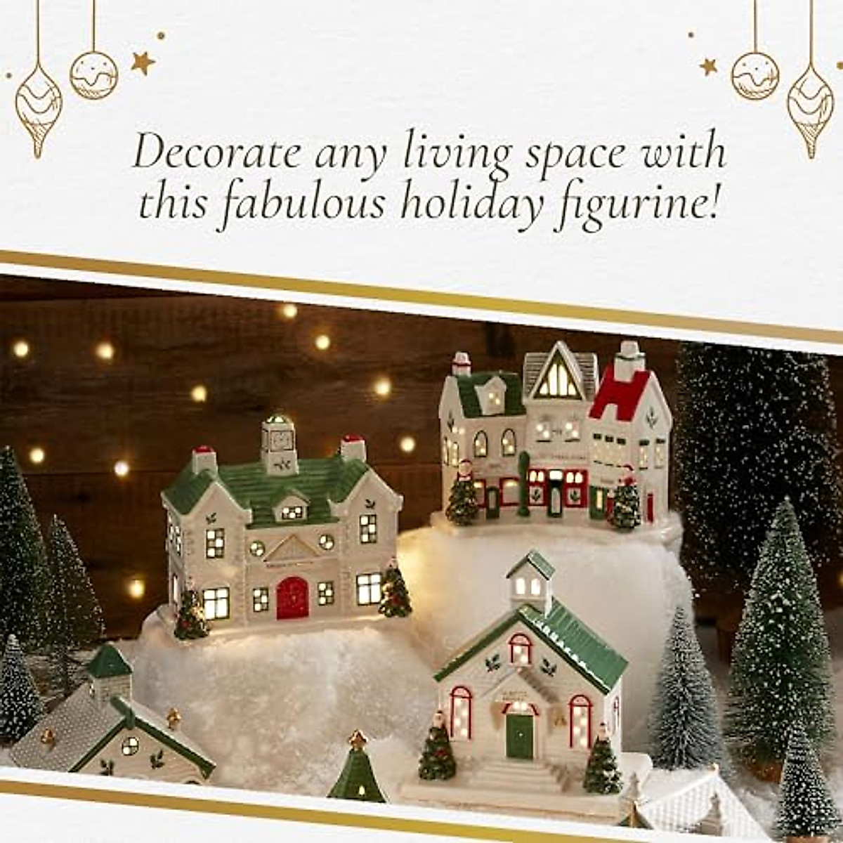 Spode Christmas Tree Miniature Village Figural Decoration, LED Lighted Village Set, Ceramic Holiday Decor - Dolomite Collectible for Indoor Display (School House)