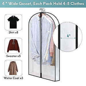 4 Pack - Dress Bags for Gowns Long W/ 4" Gussetes, 60'' Long Garment Bags for Gowns,Clear Garment Bags for Hanging Clothes, Dress Garment Bag for Storage and Travel - 24'' x 60''