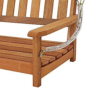 Sunnydaze 47-Inch 2-Person Meranti Wood Porch Swing with Hanging Chains