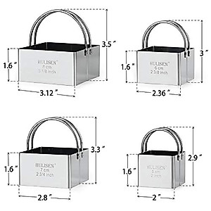 HULISEN Square Biscuit Cutter Set (4 Pieces/Set), Stainless Steel Cookies Cutter with Handle, Professional Baking Dough Tools, Gift Package (Square)