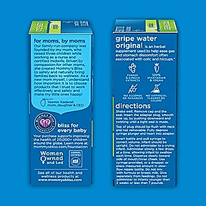 Mommy's Bliss Original Gripe Water, Gas and Colic Relief, Gentle and Safe, Made for Infants, 2 Weeks+, 2 Fl Oz (4 Pack)