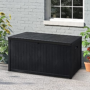 SUNVIVI OUTDOOR 120 Gallon Large Patio Storage Box Deck Boxes Outdoor Waterproof Patio Cushion Storage Outside Container for Pool Towel, Garden Tools, Toys, Black