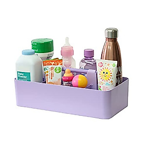 Enjoy Organizer -Large Portable Caddy, DIY Dividers, 8 Compartments, School Office Supplies Home Business Basket with Handle Storage Modern Made in USA (3 PACK, Lavender)