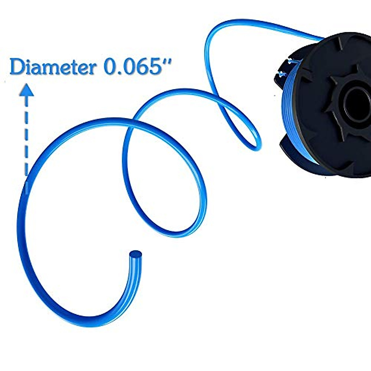 AC14RL3A String Trimmer Replacement Spool Line Suitable for Ryobi One+18v, 24v, 40v Cordless Trimmers,0.065" Auto Feed Cordless Weed Eater Spools Line with AC14HCA Cap Covers Parts(8 Spools, 1 Cap)