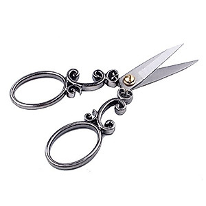 BIHRTC European Vintage Stainless Steel Sewing Scissors DIY Tools Cloud Pattern Dressmaker Shears Scissors for Embroidery, Craft, Art Work & Everyday Use (Silver)
