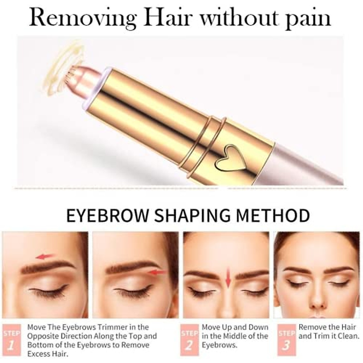 Goheekgo Electric Eyebrow Trimmer for Women, Precision Hair Removal Tool, Safe and Instant Painless Shaver, Portable and Stylish