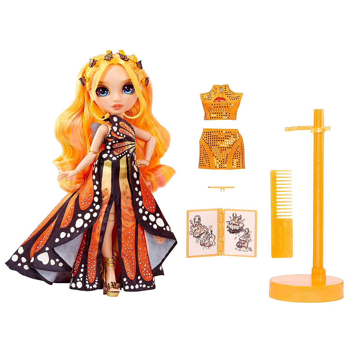 Rainbow High Fantastic Fashion Poppy Rowan - Orange 11” Fashion Doll and Playset with 2 Complete Doll Outfits, and Fashion Play Accessories, Great Gift for Kids 4-12 Years Old