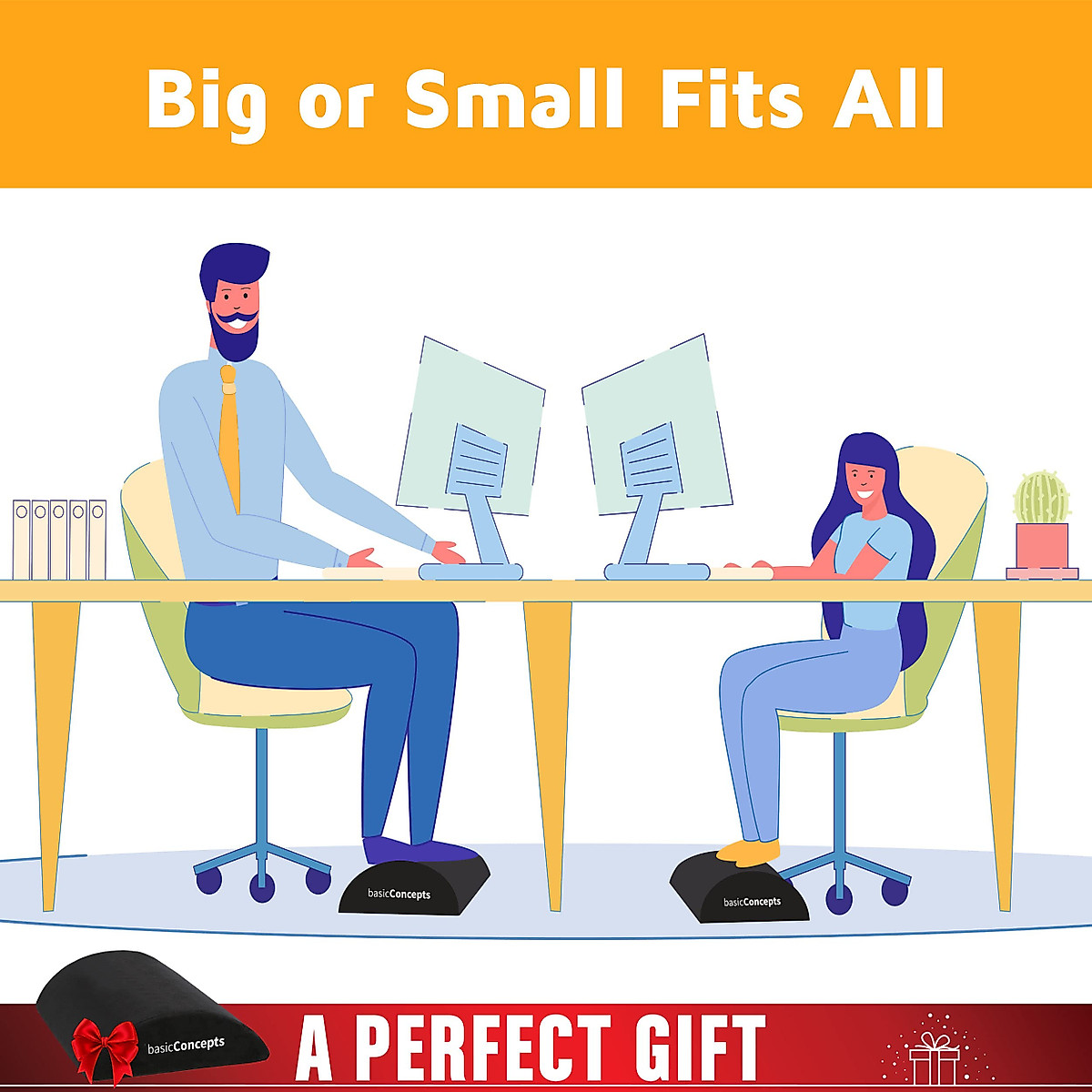 Foot Rest for Under Desk at Work (Soft but Firm), Ergonomic Office Desk Foot Rest 18" x 12", Under Desk Footrest with Washable Cover, Desk Foot Stool Work from Home Accessories