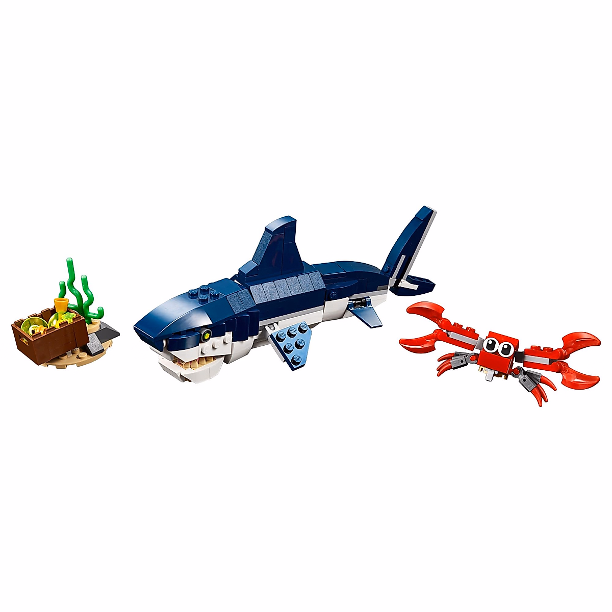 LEGO Creator 3 in 1 Deep Sea Creatures, Transforms from Shark and Crab to Squid to Angler Fish, Sea Animal Toys, Gifts for 7 Plus Year Old Girls and Boys, 31088