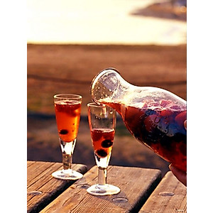 Weck Juice Jar - 35.9 fl oz. Transparent Glass Weck Jars - Eco-Friendly Milk Jar - 1L Juice Carafe Suitable for Juice Milk Water and Wine with Cork Lids and Keep Fresh Covers (1 Set)