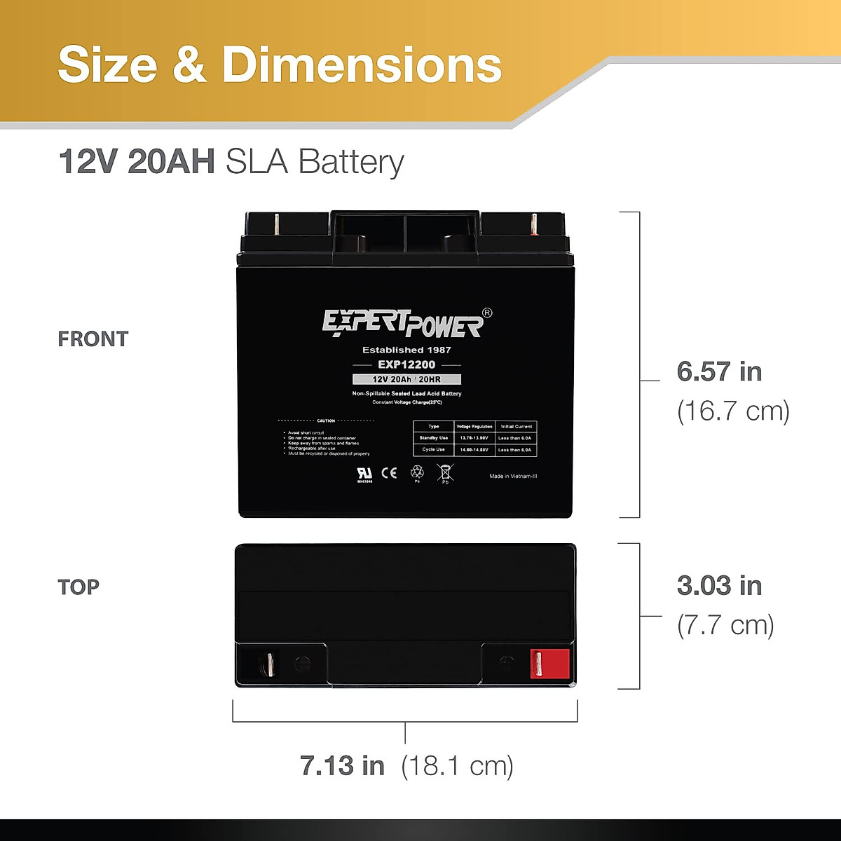 ExpertPower (4 Pack) 12 Volt 20 Ah Rechargeable Battery [EXP12200]