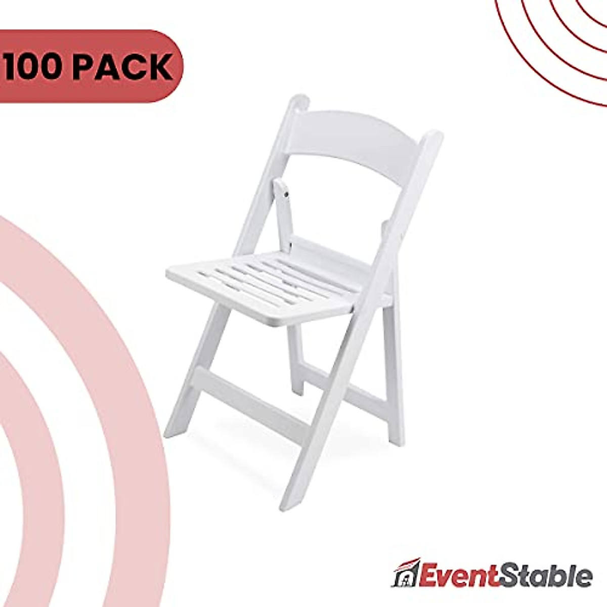 EventStable Titan PRO Resin Folding Chair - Indoor/Outdoor Lightweight Folding Chair - Slatted seat Folding Chair for Weddings Parties Events - 100 Pack