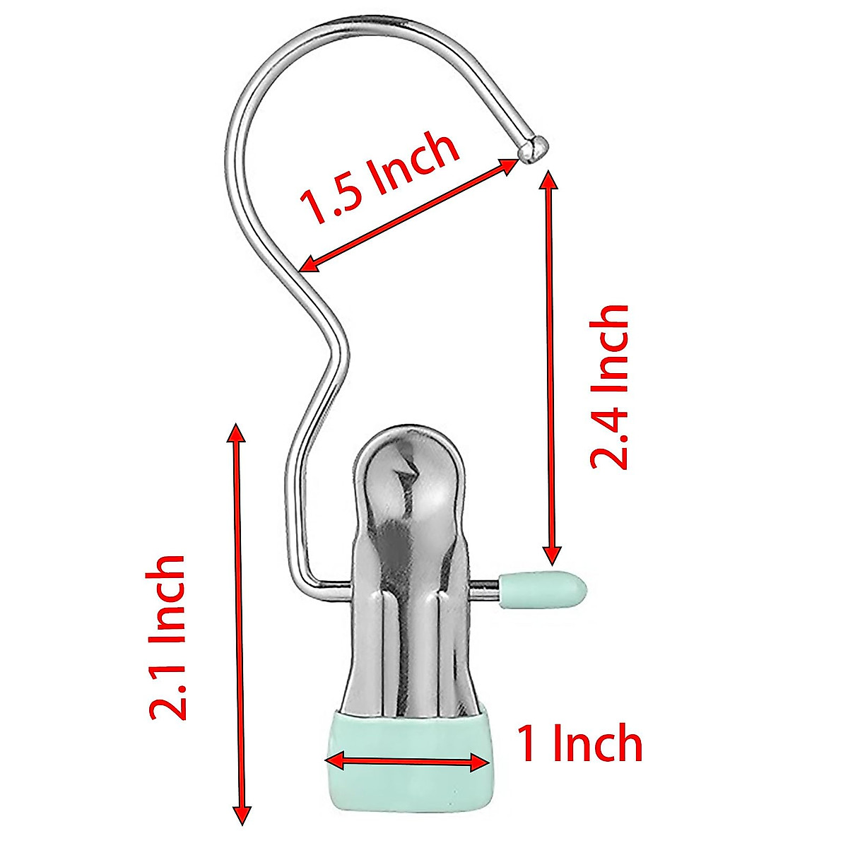 Clothes Pins Clips with Hook, 10 Pcs 2.2 Inch Stainless Steel High Elasticity Good Persistence for Clothes, Wardrobe Hooks, Socks, Hat, Tie (10)