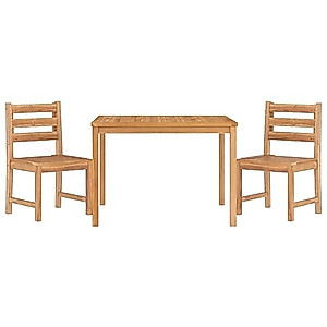allesoky Teak Outdoor Dining Set - Solid Wood Patio Furniture - 3 Piece Patio Dining Set with Table and Chairs
