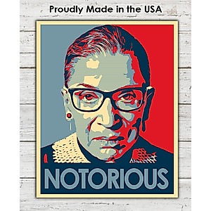 Inspirational Ruth Bader Ginsburg Wall Art: "Notorious" 8x10 RBG Poster, RBG Wall Art & Motivational Wall Art, Positive Affirmations Wall Decor for Bedroom & Office Decor for Men & Women