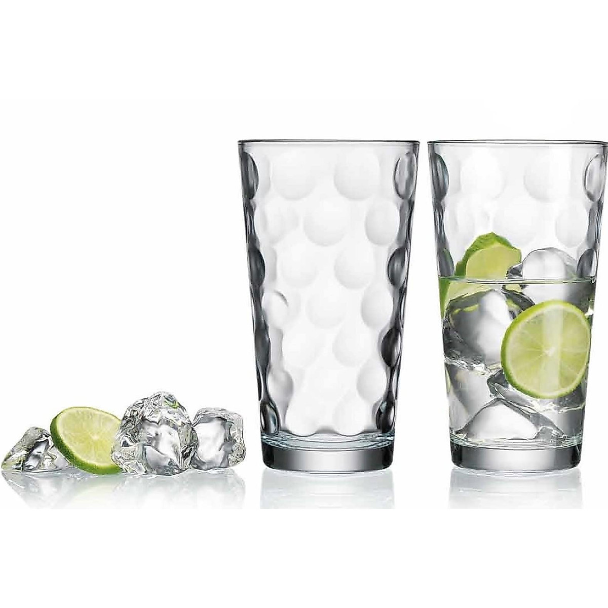 Home Essentials & Beyond Drinking Glasses Set of 4 Highball Glass Cups Bar Glasses, Uses for Juice, Water, Cocktails, Beverages, and Iced Tea. Dishwasher Safe