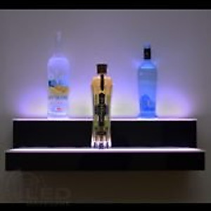 LED Baseline Lighted Floating Wall Shelf 2 Tier (48", Standard Gloss Black)