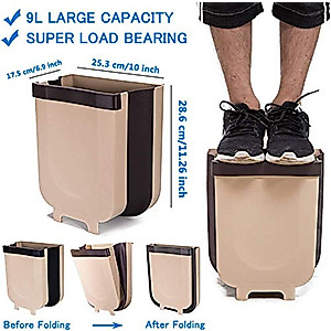 2pcs Hanging Trash Can for Kitchen Cabinet Door, Foldable Waste Bins Hanging Trash Holder for Bathroom Bedroom Office Car Portable Home Outdoor Garbage Can