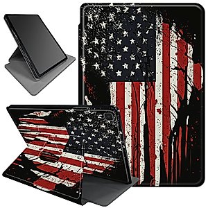 Rotating Case for Samsung Galaxy Tab A 10.1 Inch Model SM-T510/SM-T515 2019,360 Degree Rotating Smart Stand Fold Cover with Auto Wake/Sleep,American US Flag