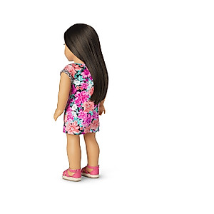 American Girl Truly Me 18-inch Doll #124 with Brown Eyes, Black-Brown Hair, Lt-to-Med Skin, T-shirt Dress, For Ages 6+, Floral