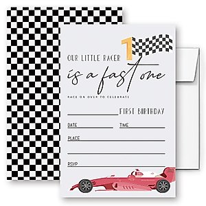 LoaHak Fast One Birthday Invitation, Race Car Birthday Invitation, First Birthday, Race Car Birthday Invitation, Race Car birthday party invitations. (019)
