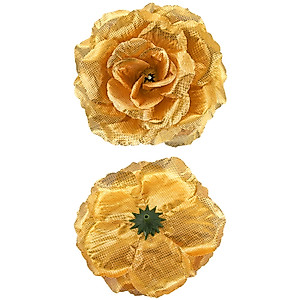 Youeon 100 Pcs Artificial Rose Flower Heads for Crafts, 3.5 Inch Faux Gold Flower Heads, Silk Rose Flowers Head in Bulk, Gold Roses Artificial Flowers for Centerpieces, Flower Wall, Wedding